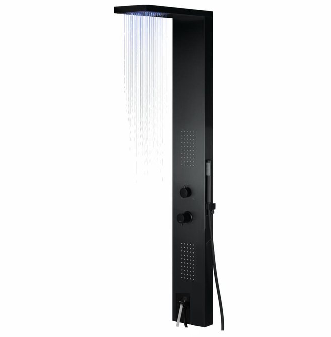 Corsan TUGELA shower panel Mixer Black steel LED rain shower Spout Yes ...