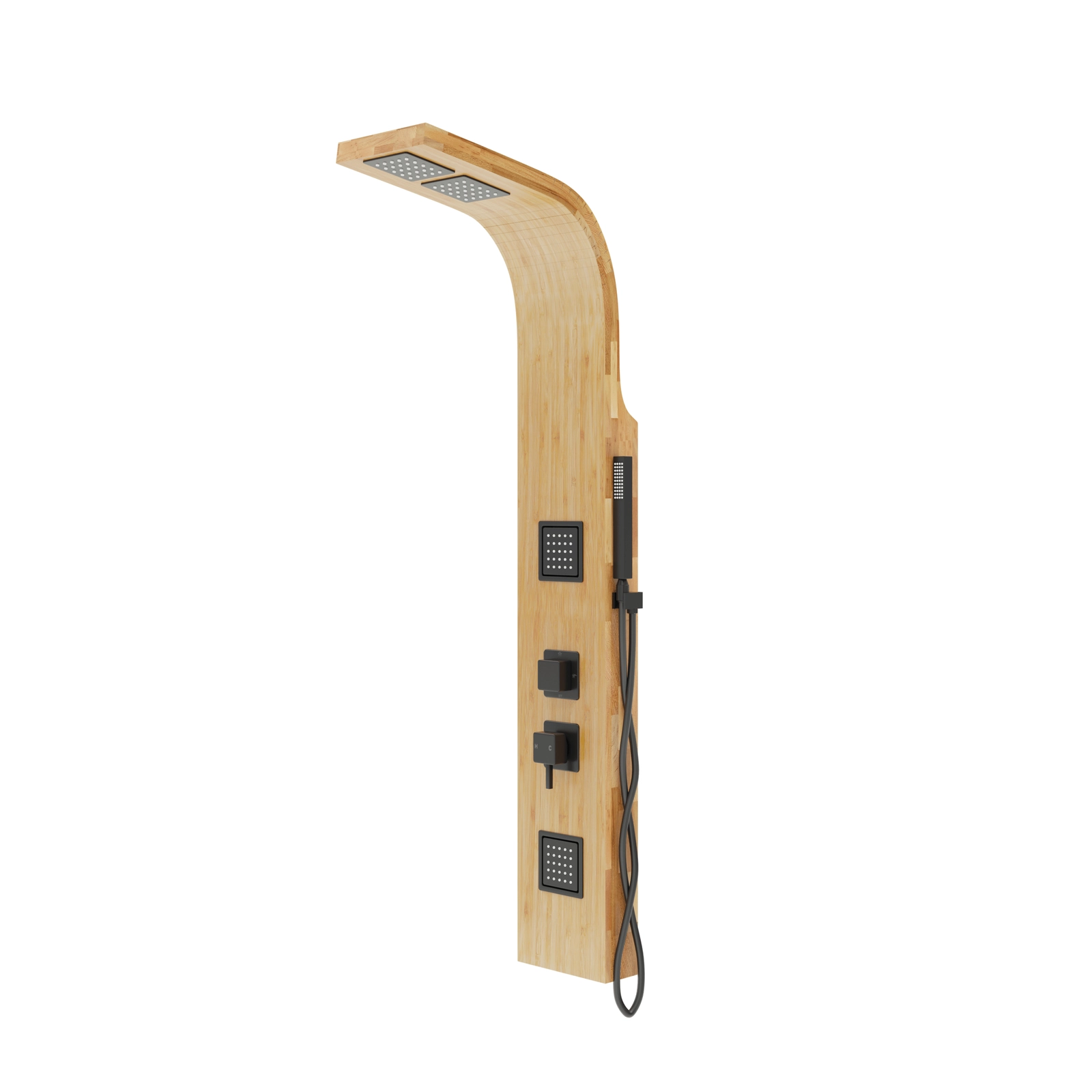 Corsan BAO shower panel Mixer Bamboo wood Black || Square \ Integrated ...