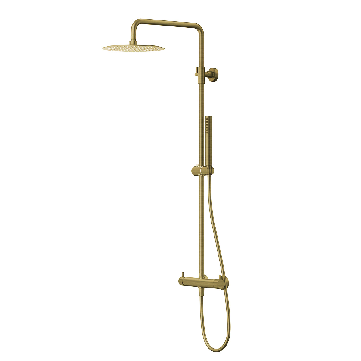 Shower set Corsan LUGO shower column Rain shower 25cm Swivel spout Brushed Gold Szczotkowane ...