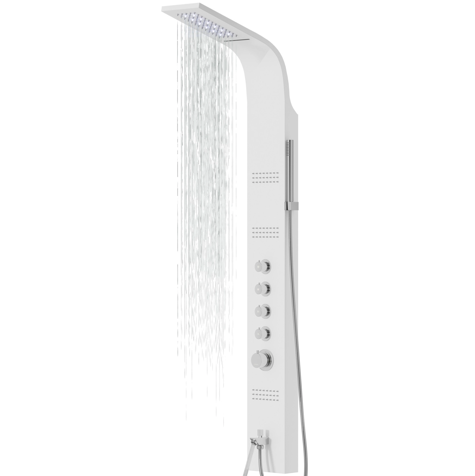 Corsan LED CASCADE shower panel Mixer White LED rain shower Spout White ...